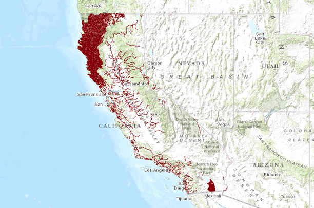 All 303d listed waterways in California (linear), 1/20/2012 | Data Basin