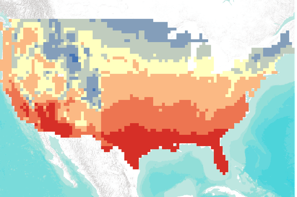 Projected annual average temperature (degrees C) under HAD future ...