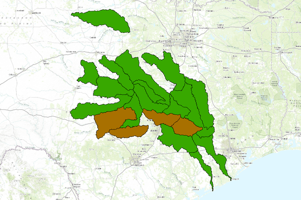 Distributions of Smooth Pimpleback (Quadrula houstonensis) by 8-digit ...