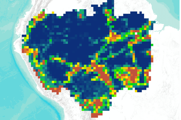 Percent change in above ground tree cover for the Amazon Basin under ...