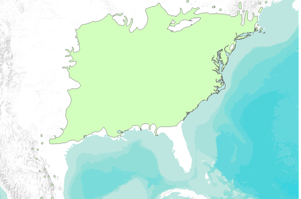American sycamore (Platanus occidentalis) extent, North America | Data ...
