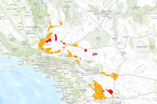 DoD Confict Areas for Solar Towers (Alts 1-5), DRECP | Data Basin