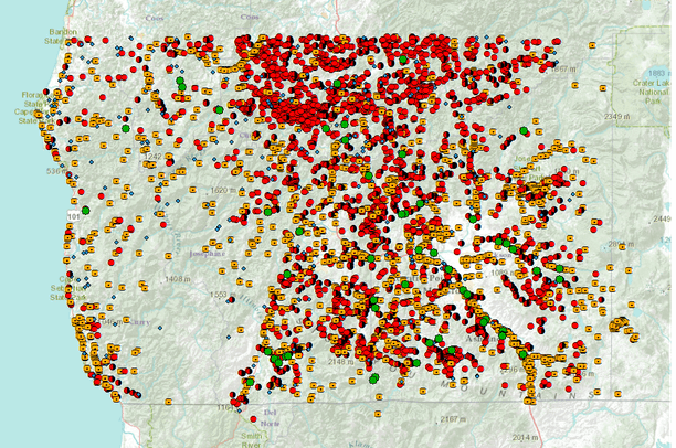 Oregon Fish Passage Barriers | Data Basin
