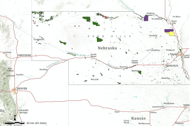 Nebraska protected areas map | Data Basin