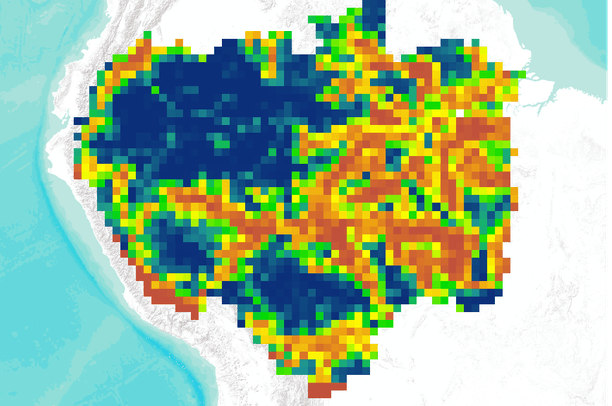 Percent change in aboveground tree cover for the Amazon Basin under ...