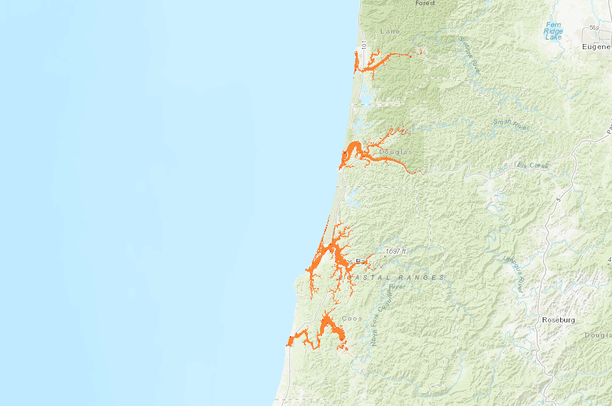 Oregon Coast 2100 Flooding and Impacted Assets | Data Basin