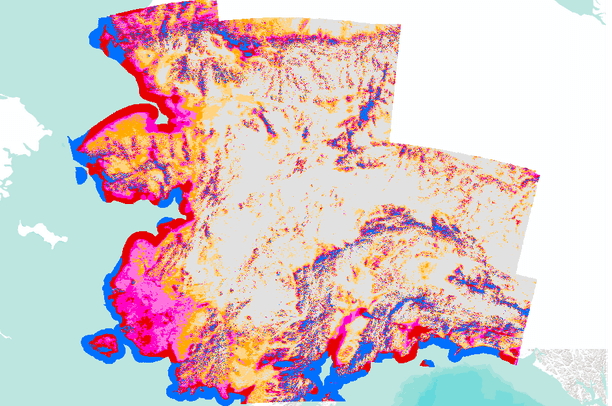 Central Alaska Wind Power Density (W/m2) at 50 meters above ground ...