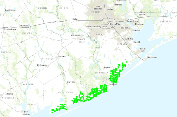 coastal Texas marsh survey points - 2011 | Data Basin