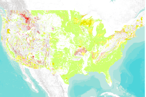 Percent rock fragments by volume in deep soil horizons for the ...
