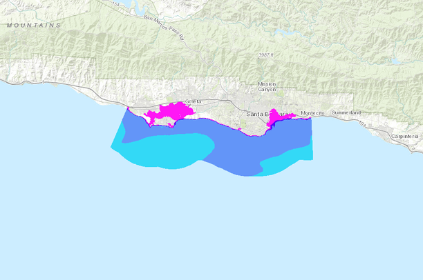 Goleta/Santa Barbara Innundation with 5 meter Sea Level Rise - Wave ...