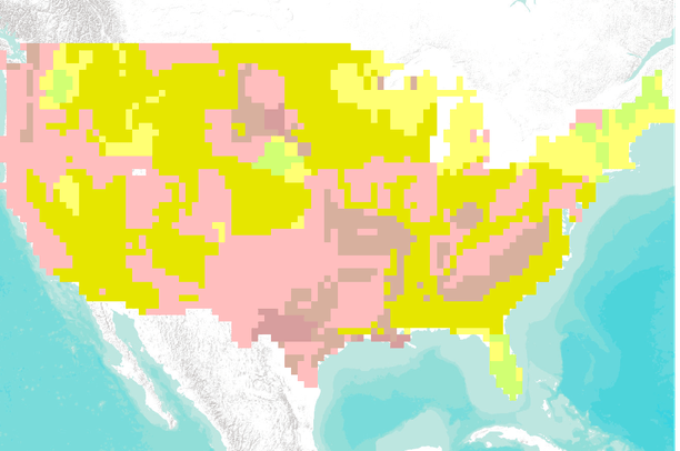 Percent clay in deep soil horizons (VEMAP version) for the contiguous ...