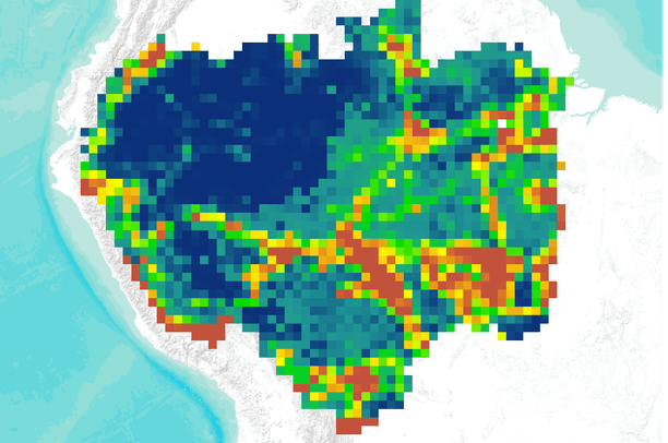 Percent change in above ground tree cover for the Amazon Basin under ...