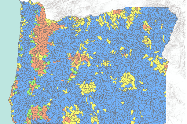 Well density in HUC6 watersheds, Oregon | Data Basin