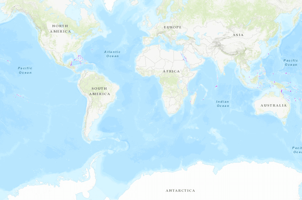 Location and distribution of tropical coral reefs | Data Basin