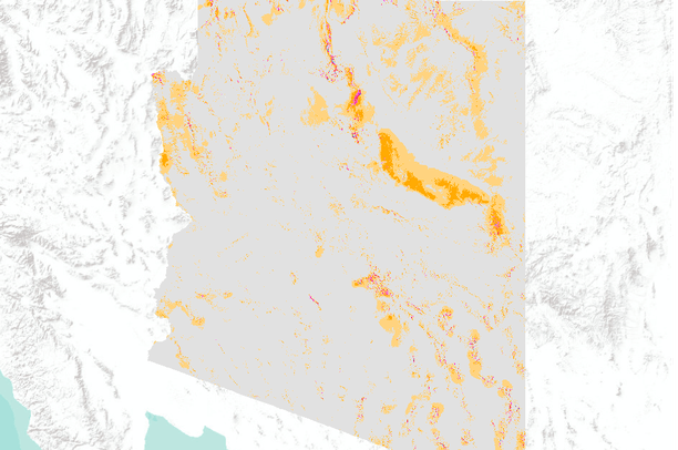 Arizona Wind Power Density (W/m2) at 50 Meters Above Ground Level ...