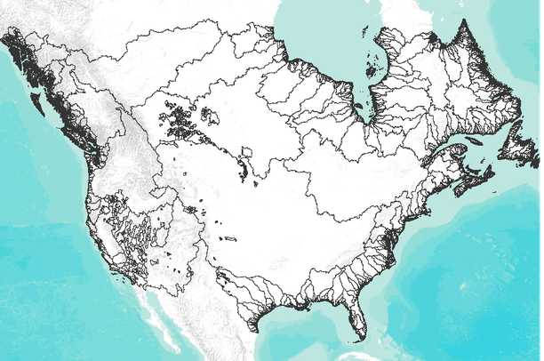 HydroSHEDS (BAS) - Drainage basins (watershed boundaries) at 15s ...