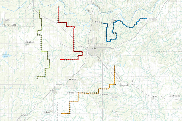 Pontotoc County, OK Bird survey routes - DRAFT | Data Basin