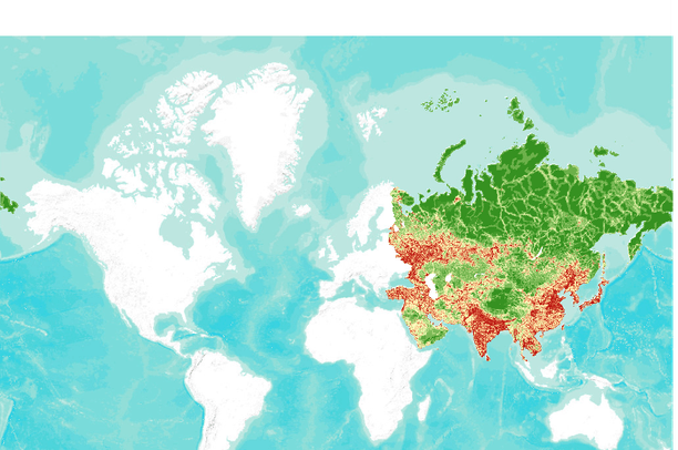Human Influence Index, Asia (2005) | Data Basin