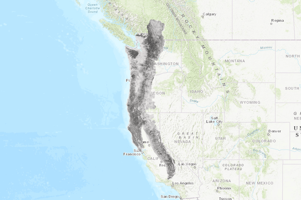 Percent Slope, 10km-2 moving window, 90m | Data Basin