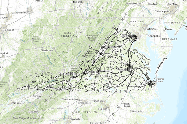 Primary and Secondary Roads of Virginia | Data Basin