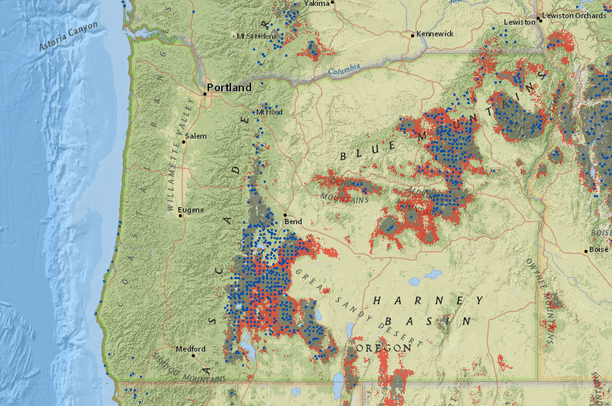 50% probability of change for Lodgepole pine: current (FIA and Little ...