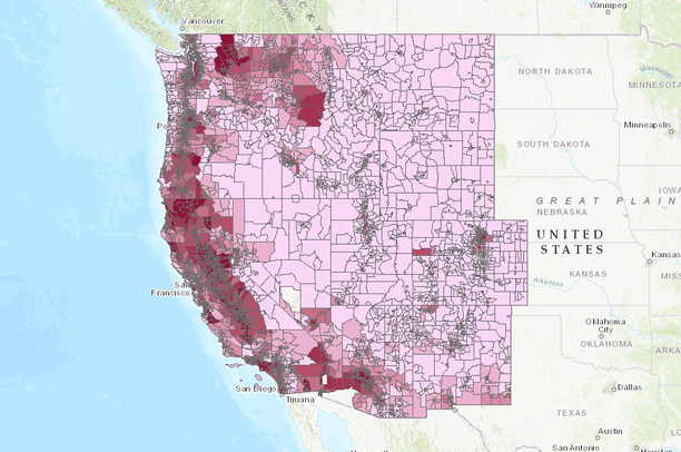 EJScreen 2020 Western United States - Pollution | Data Basin