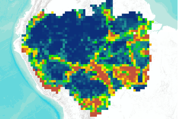 Percent change in above ground tree cover for the Amazon Basin under ...