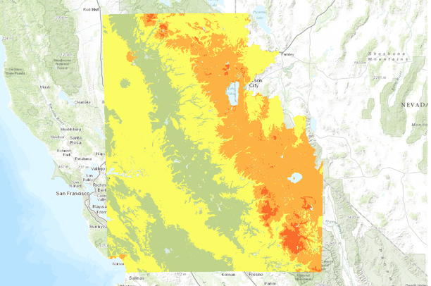 GFDL A2 Climatic Water Deficit Change, Central Sierra Nevada California ...