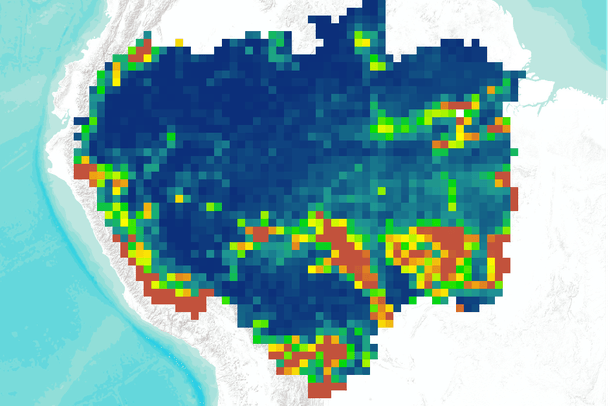 Percent change in above ground tree cover for the Amazon Basin under ...
