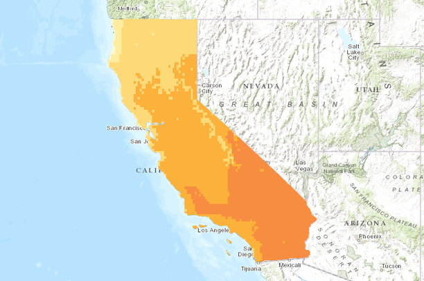 Global Horizontal Irradiance (GHI), Solar Resource, California | Data Basin