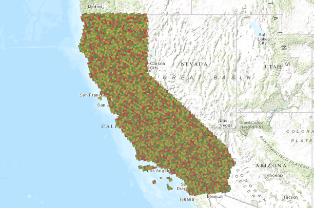 Bat Priorities Sample Quadrants in California | Data Basin