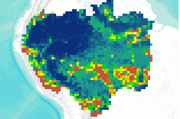 Percent change in above ground tree cover for the Amazon Basin under ...