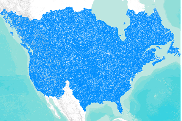 HydroSHEDS (RIV) - River network (stream lines) at 15s resolution ...