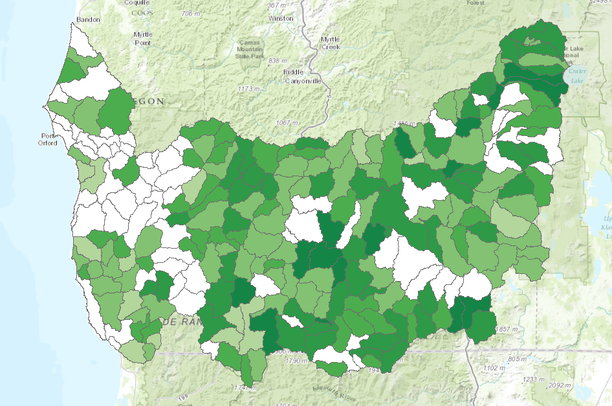 Rogue River Basin Stream Survey Score (Composite of LWD, Pool and Side ...