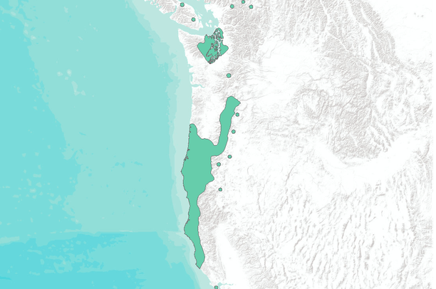 Pacific rhododendron (Rhododendron macrophyllum) extent, North America ...
