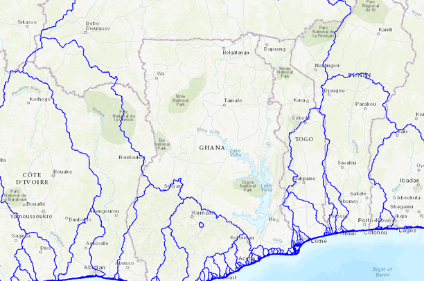 Ghana and Surrounding Area Boundary Waterhseds | Data Basin