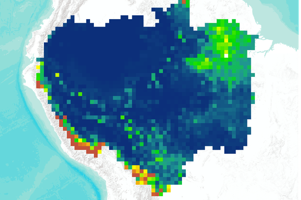 Percent change in above ground tree cover for the Amazon Basin under ...