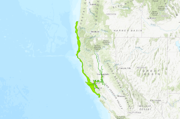 Green Sturgeon (Southern DPS) Critical Habitat, California | Data Basin