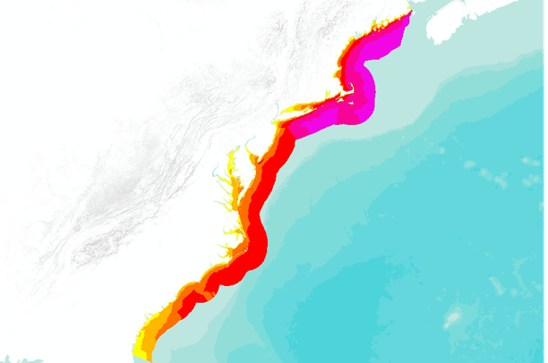 Annual average offshore wind speed (m/s) for the Atlantic Coast U.S ...